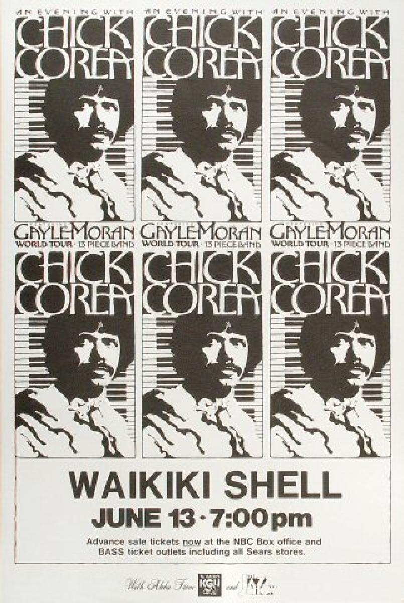 Chick Corea Vintage Concert Poster from Waikiki Shell, Jun 13, 1978 at ...