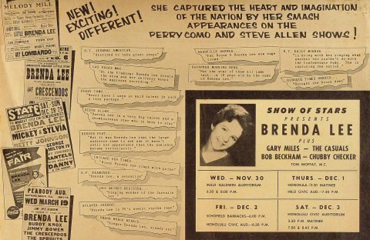 Brenda Lee Vintage Concert Poster from Alexander & Baldwin Amphitheatre ...