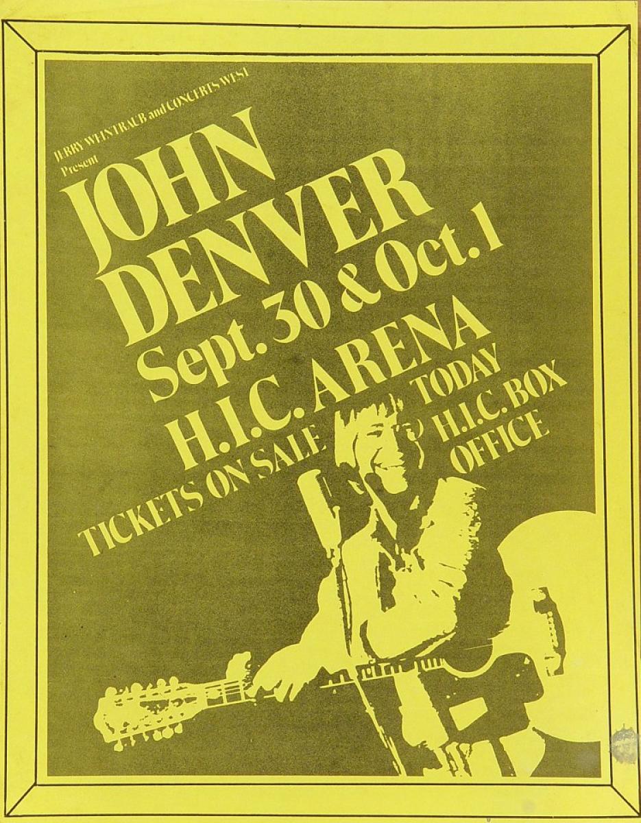 John Denver Vintage Concert Handbill from Honolulu International Center ...