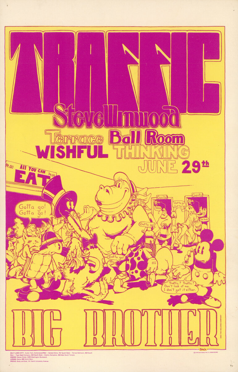 Traffic Vintage Concert Handbill from Terrace Ballroom, Jun 29, 1970 at ...