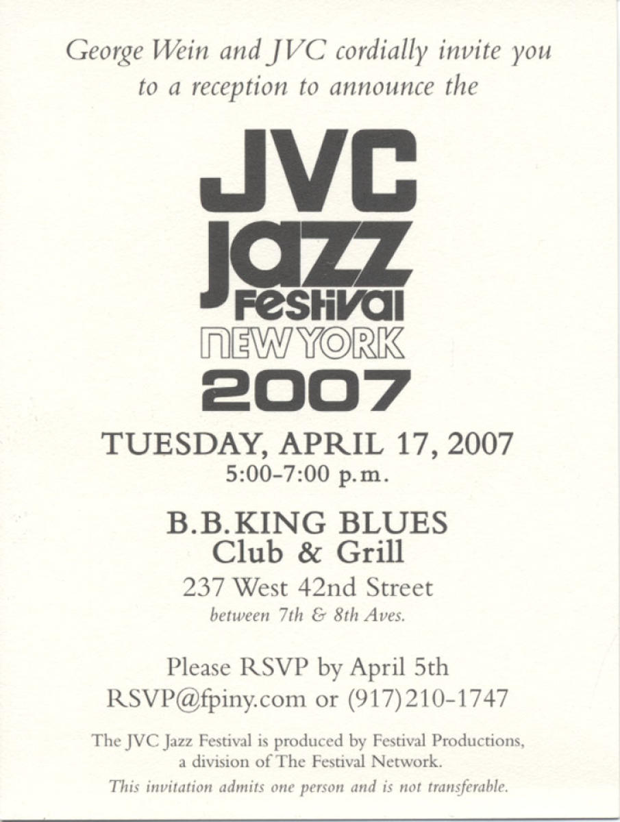 JVC Jazz Festival Invite Vintage Concert Handbill from B.B. King Blues ...