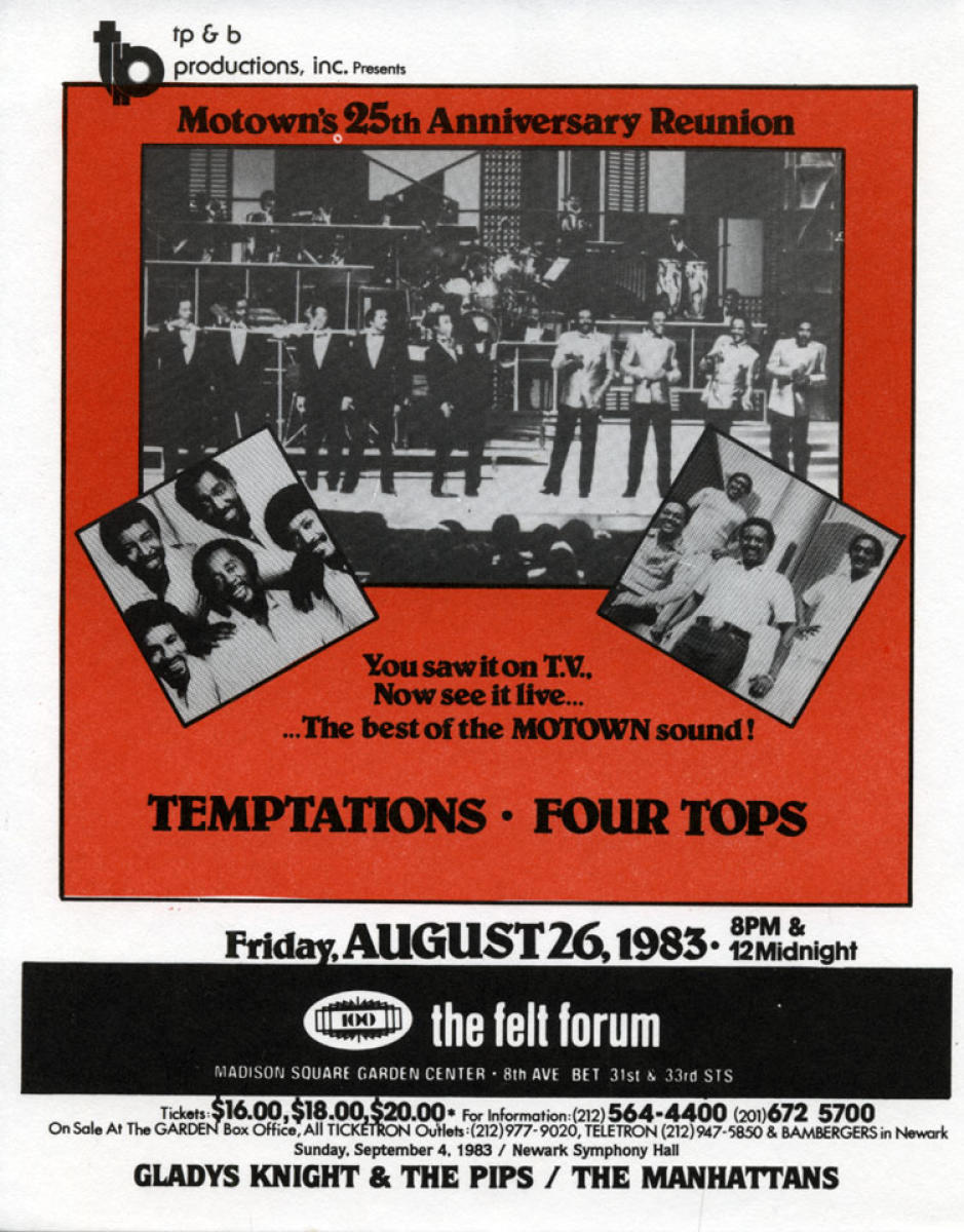 Motown's 25th Anniversary Reunion Vintage Concert Handbill from Madison ...