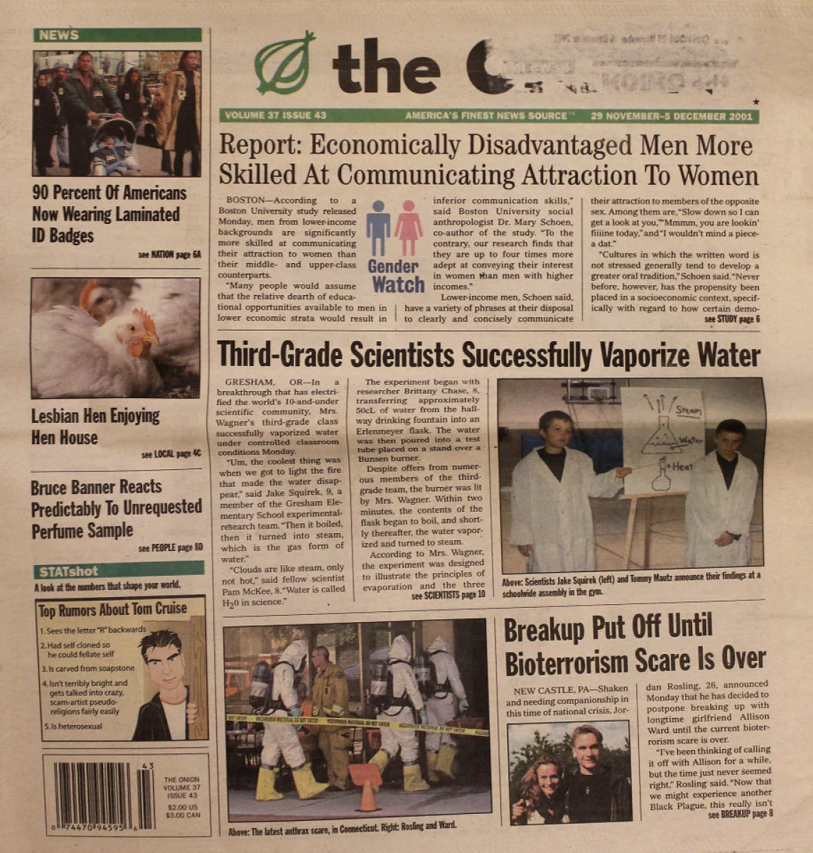 The Onion | November 29, 2001 at Wolfgang's