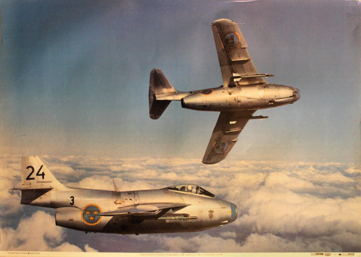 SAAB 29 'The Flying Barrel' Vintage Concert Poster at Wolfgang's