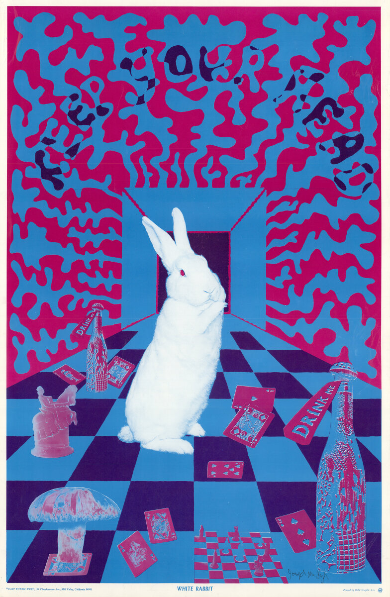 White Rabbit Vintage Concert Poster, Jan 1, 1968 at Wolfgang's
