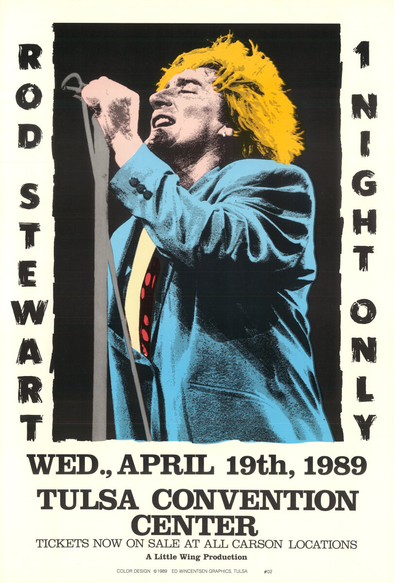 Rod Stewart Vintage Concert Poster from Tulsa Convention Center, Apr 19 ...