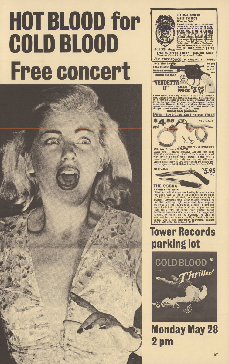 Cold Blood Vintage Concert Poster from Tower Records, May 28, 1973 at ...