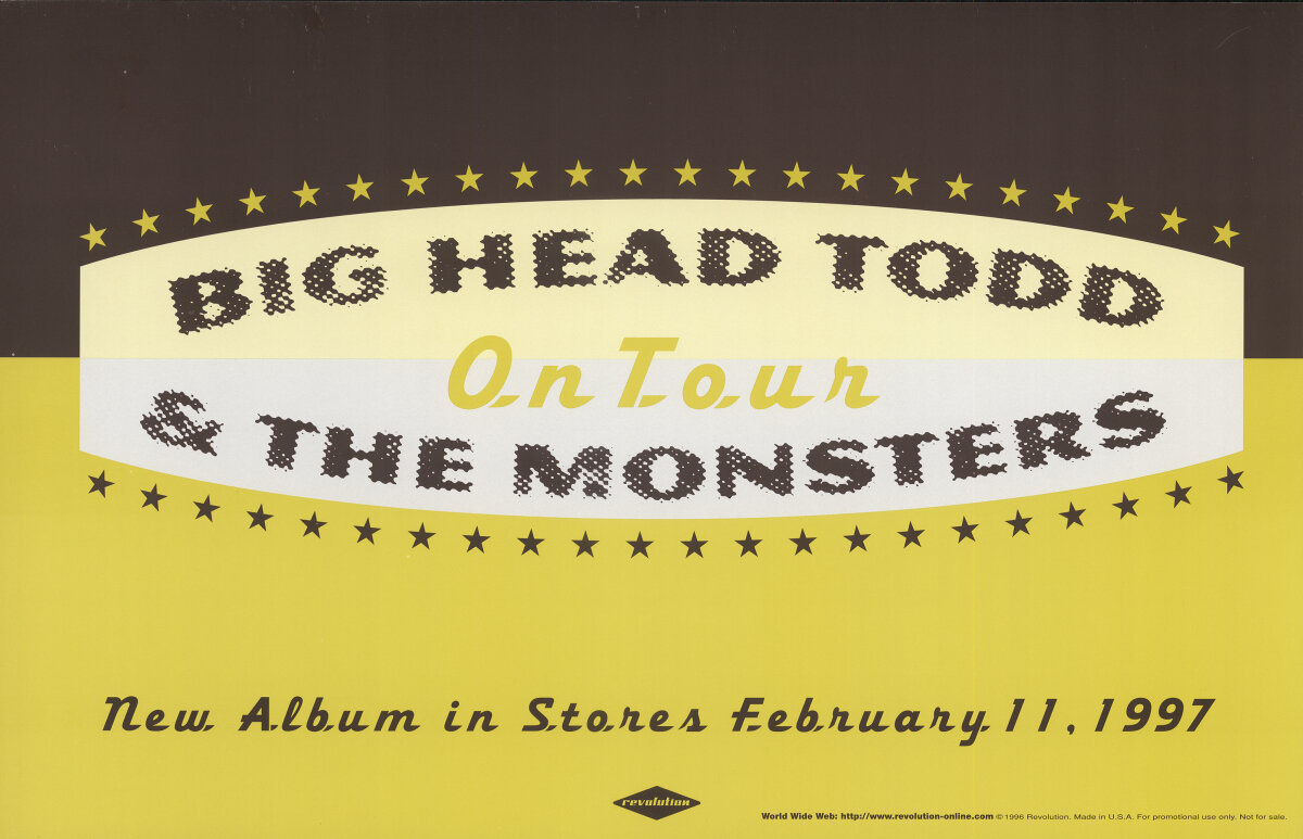 Big Head Todd & The Monsters Vintage Concert Poster, 1996 at Wolfgang's