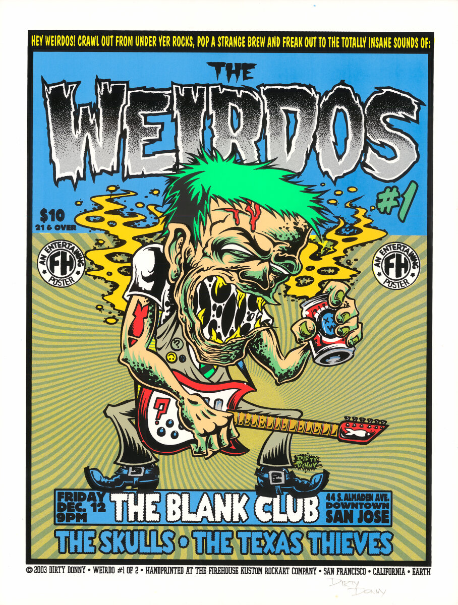 The Weirdos Vintage Concert Silkscreen from Blanks Club, Dec 12, 2003 ...