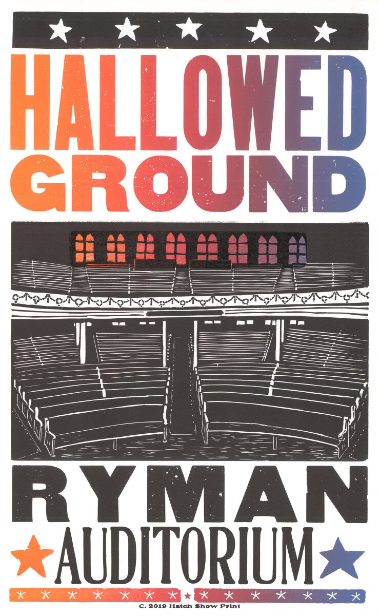 Hallowed Ground Vintage Concert Silkscreen from Ryman Auditorium, 2019 at Wolfgang's