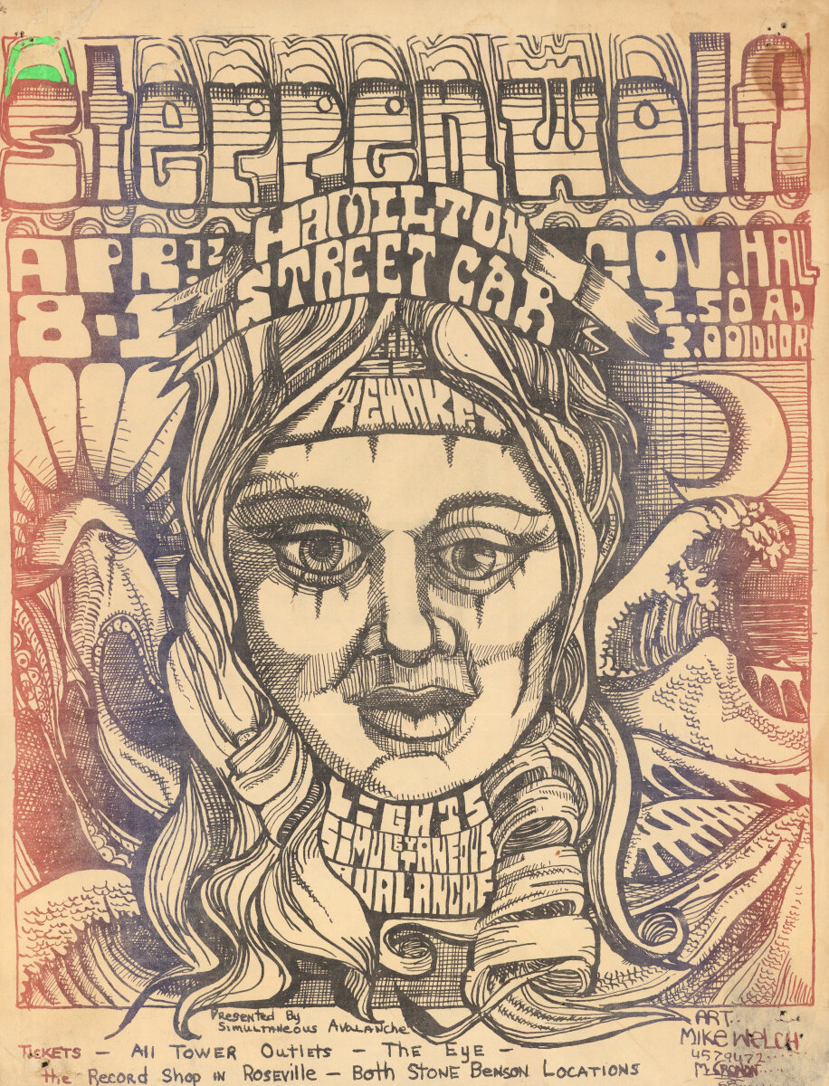 Steppenwolf Vintage Concert Handbill from Governor's Hall, Apr 8, 1968 ...