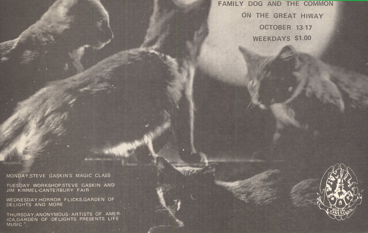 Steve Gaskin Vintage Concert Handbill from Great Highway, Oct 13, 1969 ...