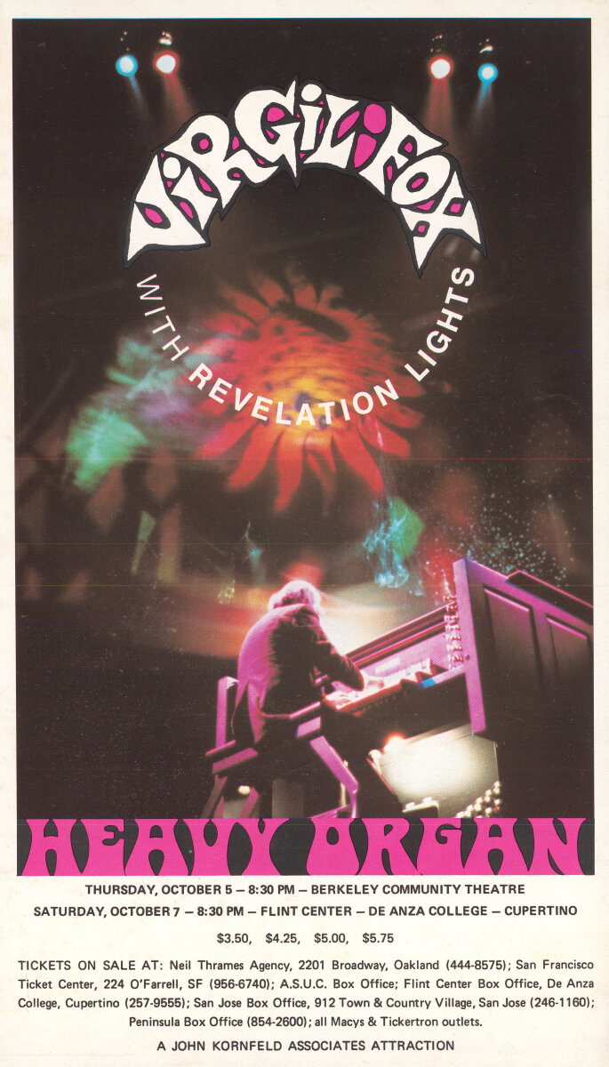 Virgil Fox Vintage Concert Handbill from Berkeley Community Theatre ...