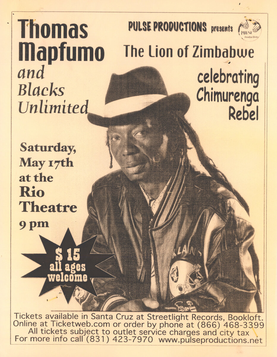 Thomas Mapfumo & The Blacks Unlimited Vintage Concert Poster from Rio ...