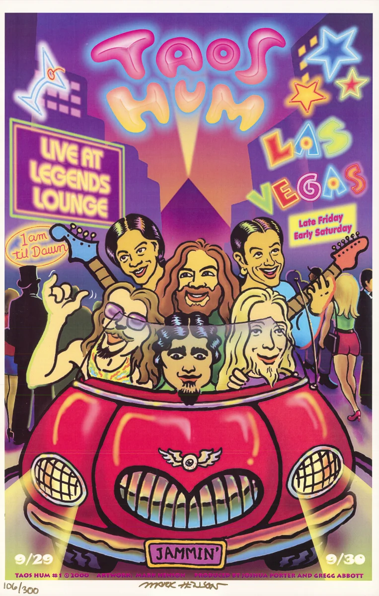 Taos Hum Vintage Concert Poster from Las Vegas, Sep 29, 2000 at Wolfgang's