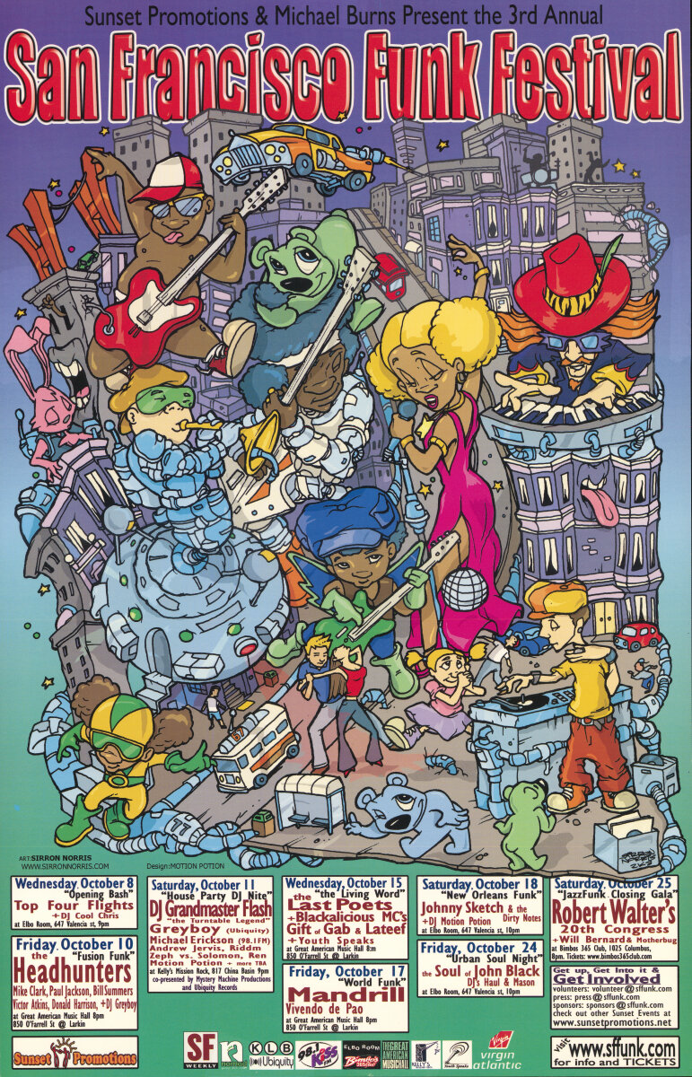 SF Funk Festival Vintage Concert Poster from San Francisco, Oct 8, 2003 ...