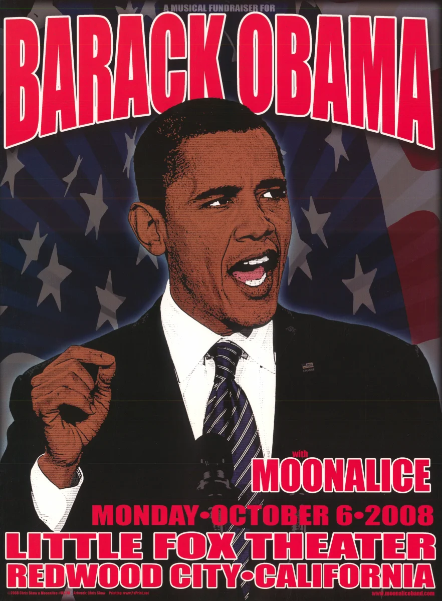 Barack Obama Vintage Concert Poster from Little Fox, Oct 6, 2008 at ...