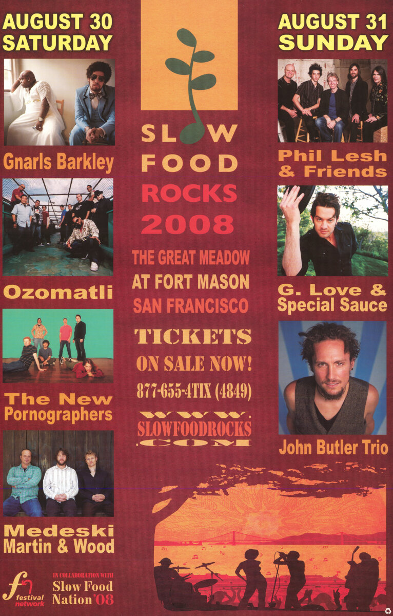 Slow Food Rocks Vintage Concert Poster from Great Meadow Park, Aug 30 ...
