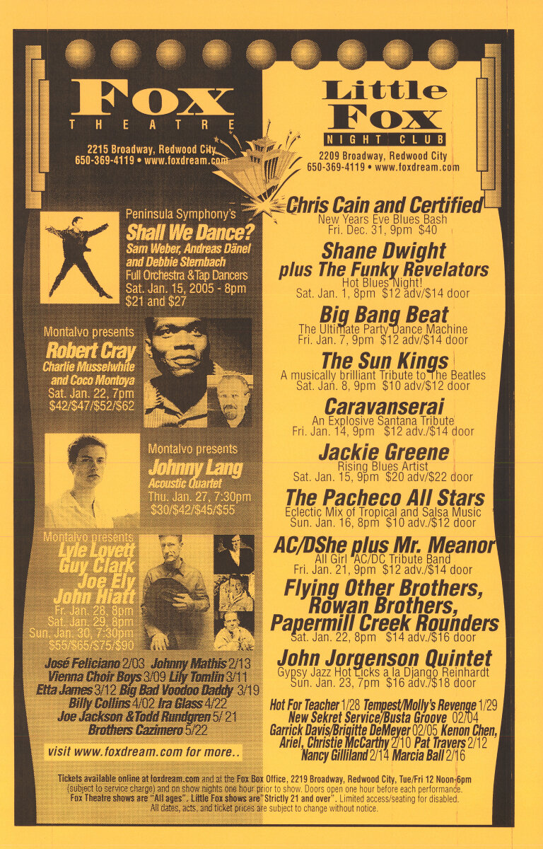 Sam Weber Vintage Concert Poster from Fox Theatre Redwood City, Jan 15 ...