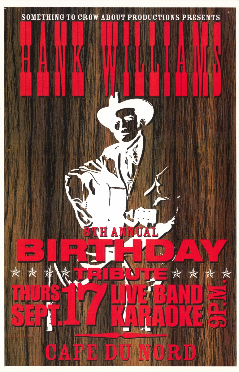 Hank Williams Vintage Concert Poster from Cafe Du Nord, Sep 17, 2005 at ...