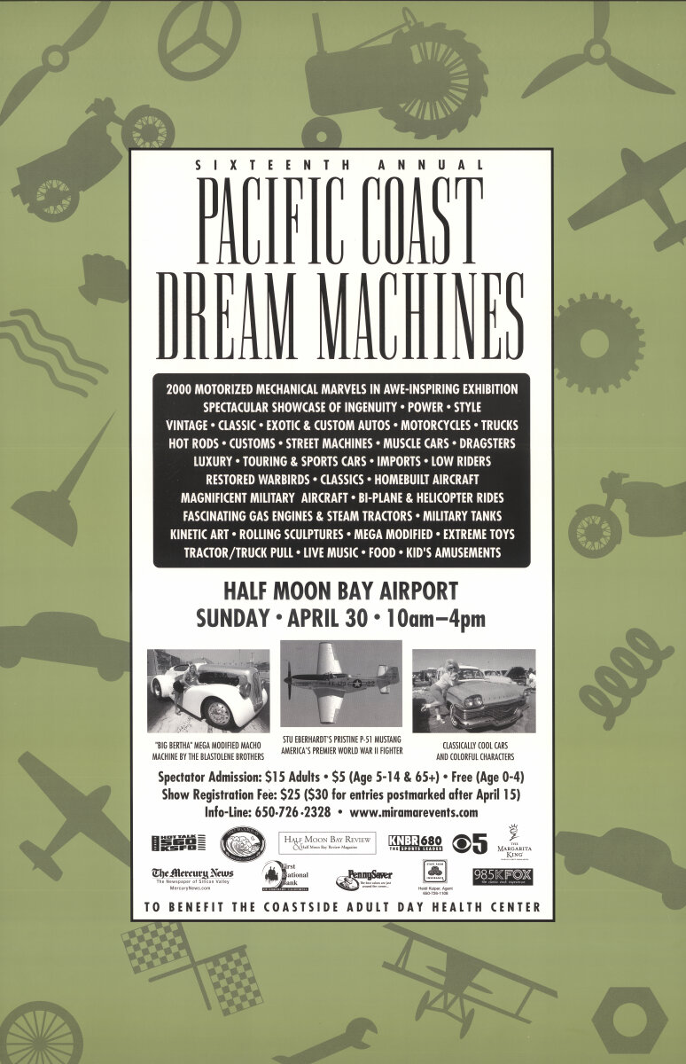 Pacific Coast Dream Machines Vintage Concert Poster from Half Moon Bay ...