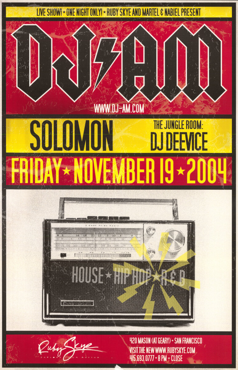 DJ Am Vintage Concert Poster from Ruby Skye, Nov 19, 2004 at Wolfgang's