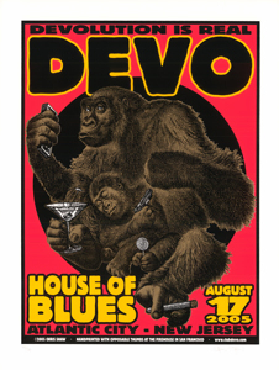Devo Vintage Concert Poster from House of Blues - Atlantic City, Aug 17 ...
