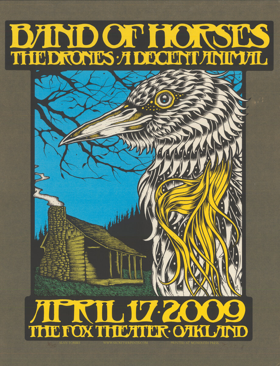 Band of Horses Vintage Concert Silkscreen from Fox Theater, Apr 17 ...