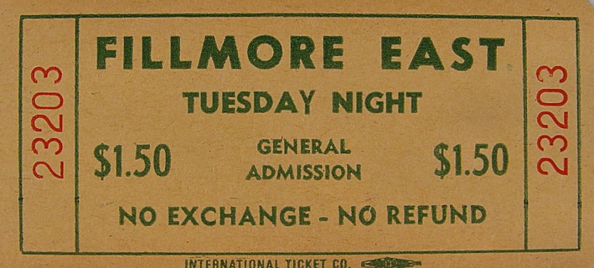 Tuesday Night Vintage Concert Vintage Ticket from Fillmore East at ...