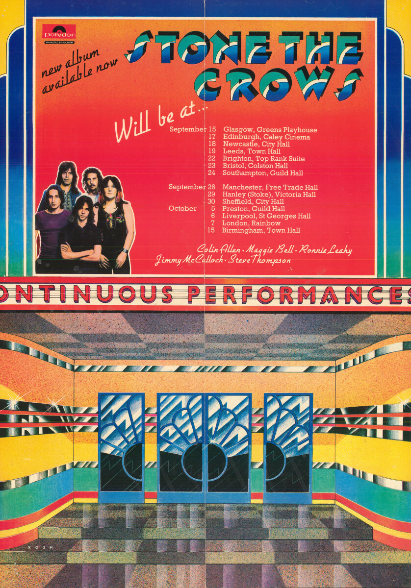 Stone the Crows Vintage Concert Poster, Sep 15, 1972 at Wolfgang's