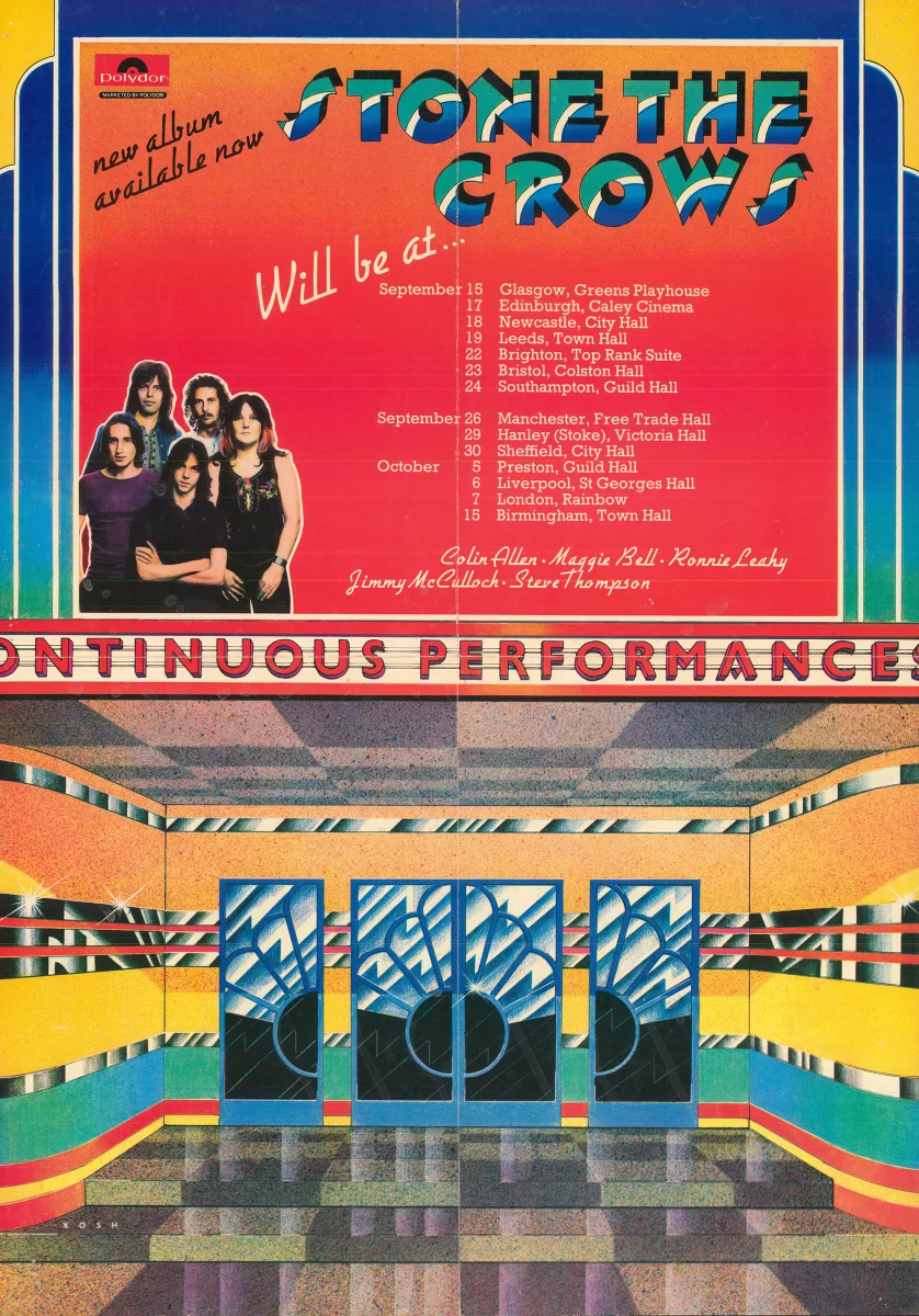 Stone the Crows Vintage Concert Poster, Sep 15, 1972 at Wolfgang's